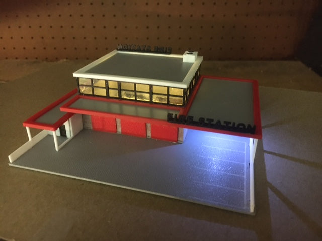 Lighted Modern Fire Station – Outland Models