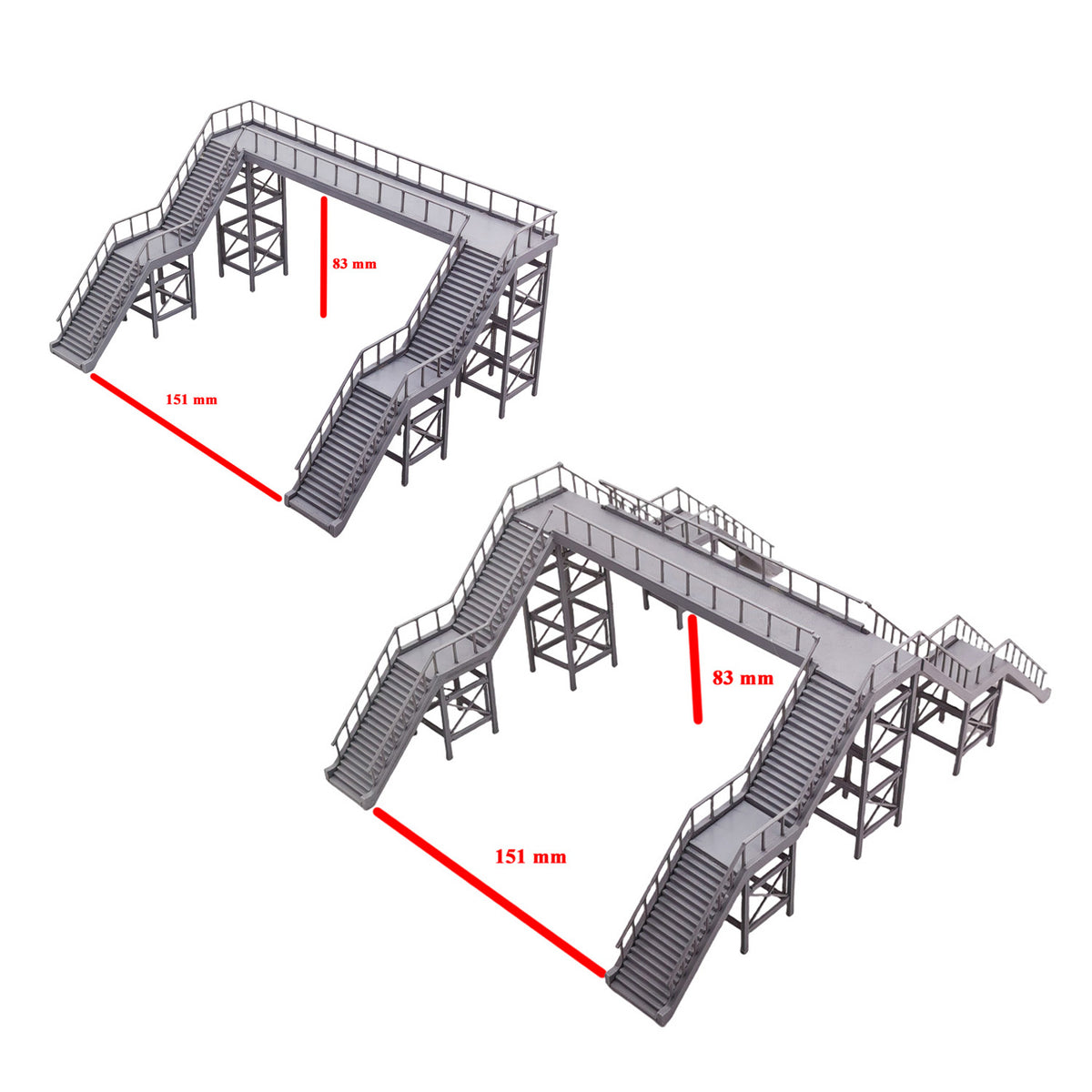 Overhead Footbridge (2-Stairs/4-Stairs) HO Scale 1:87 – Outland Models