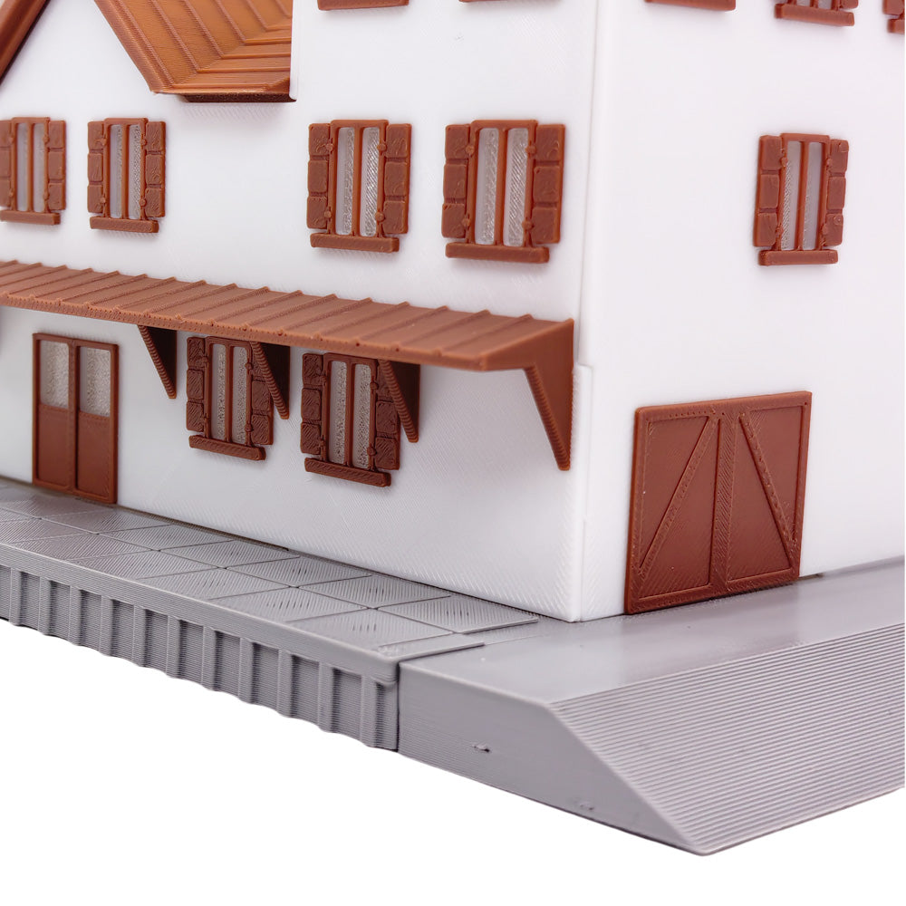 Classic Style Two-Tower Train Station 1:87 HO Scale – Outland Models
