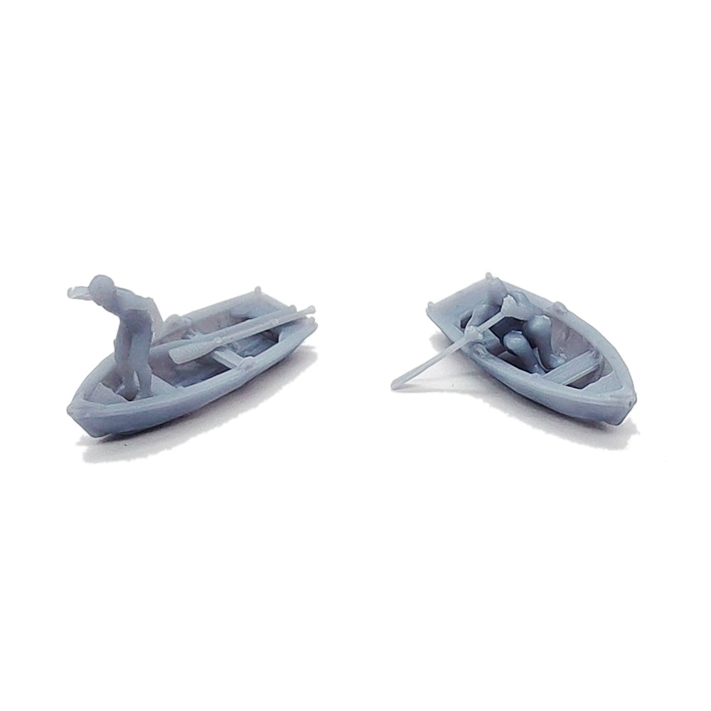 Small Wooden Boat Set with Figures 1:87 HO Scale – Outland Models