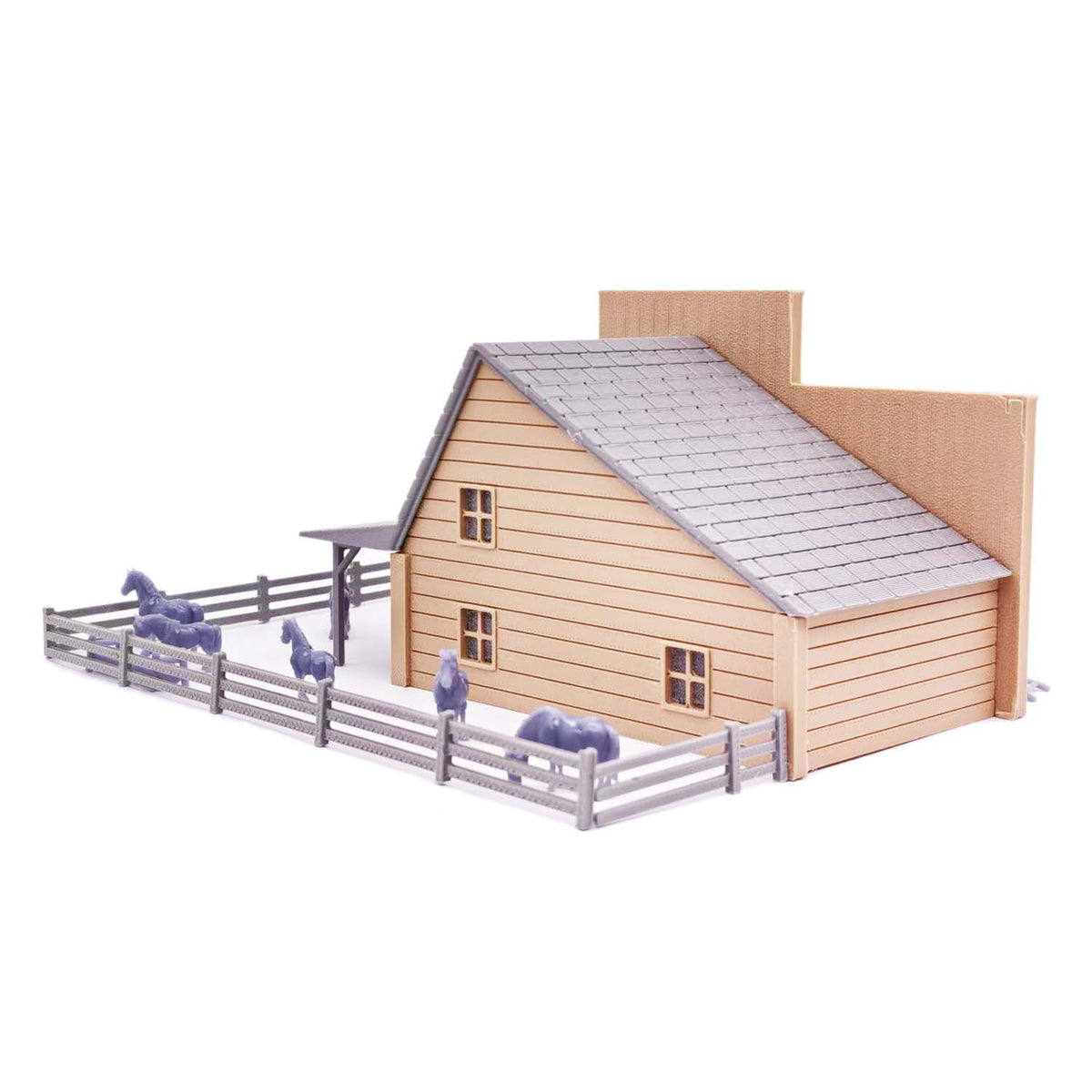 Old West Livery Stable w Horses 1:87 HO Scale – Outland Models