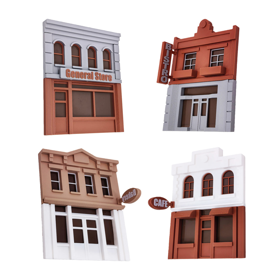 Classic Shop Background Set (2-Story) 1:87 HO Scale – Outland Models