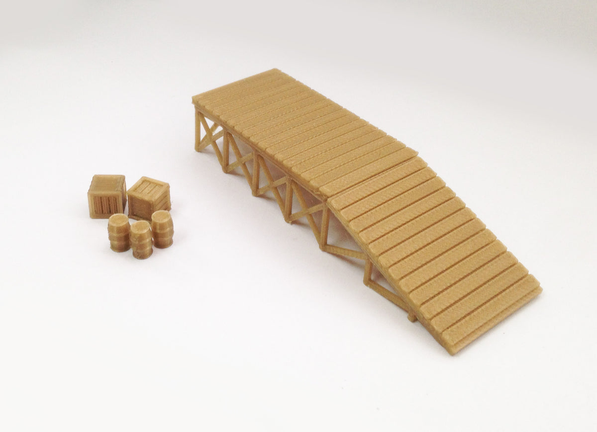 Wooden Style Platform Loading Dock w Goods HO Scale Outland Models Tra
