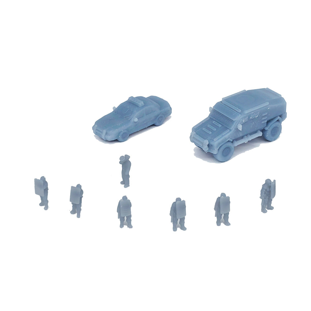 Riot Police Vehicle and Figure Set 1:160 N Scale – Outland Models
