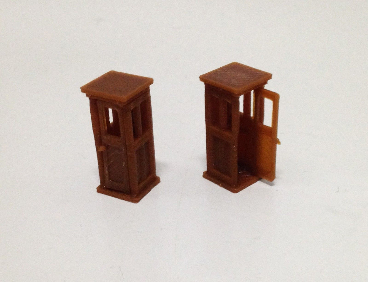 Classic Wood Style Telephone Phone Box Booth x2 HO Scale Outland Model ...