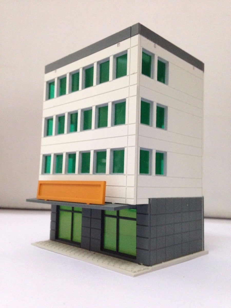 Colored Modern City Building 4-Story Office White N Scale Outland Mode ...