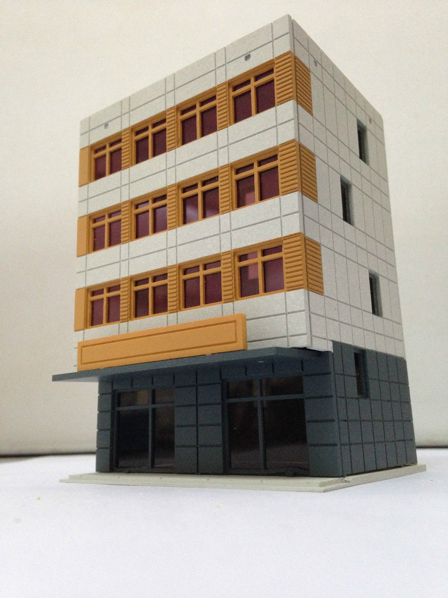 Colored Modern City Building 4-Story Office Grey N Scale Outland Model ...
