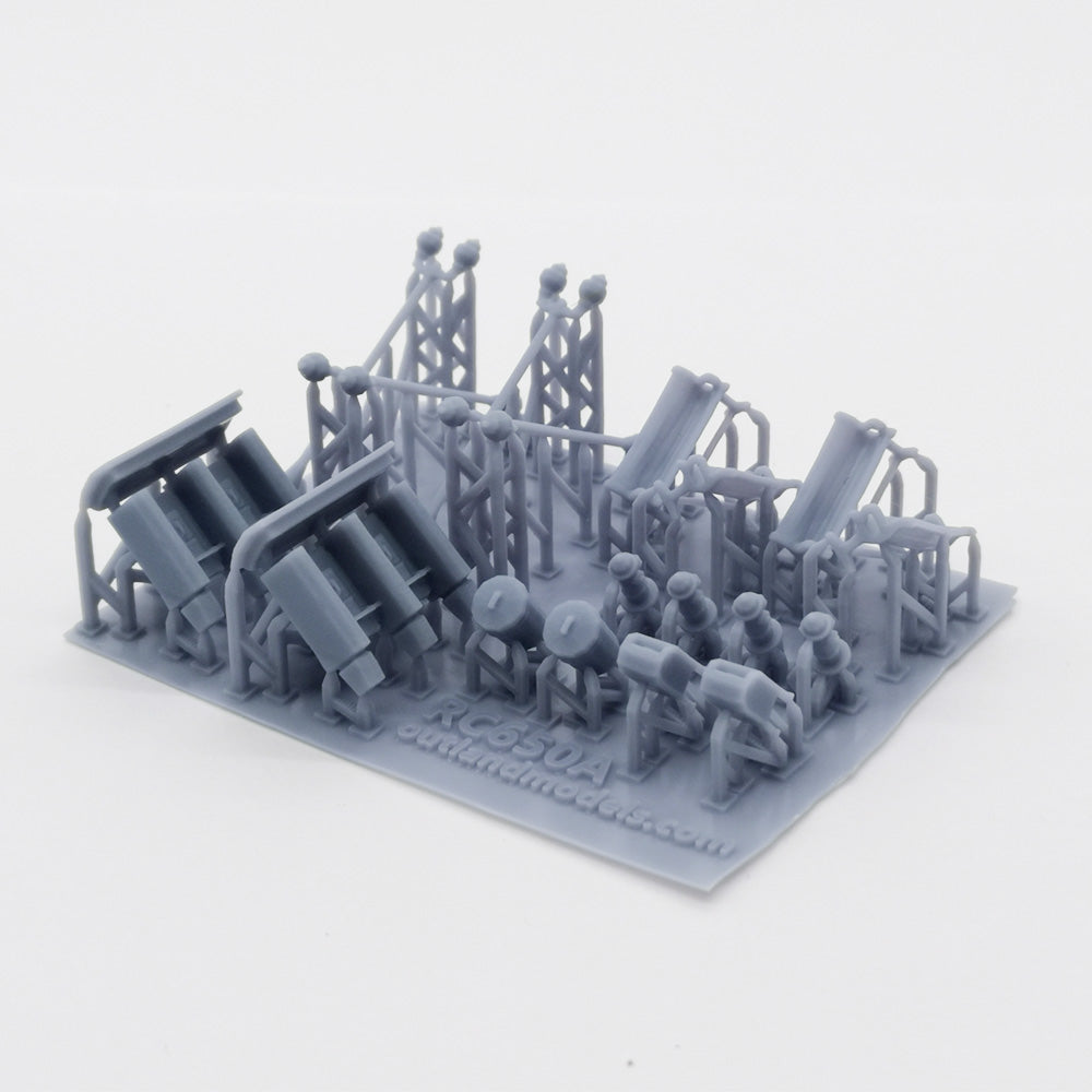 Roadside / Park Accessories Set Bench, Light Pole, Fire Hydrant... 1:8 ...